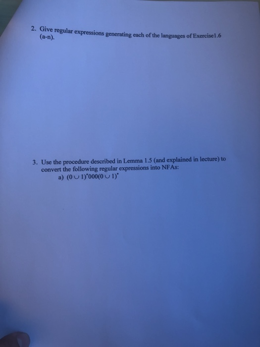Solved 2. Give regular expressions generating each of the | Chegg.com