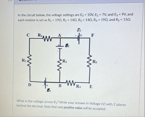 In the circuit below, the voltage settings are | Chegg.com