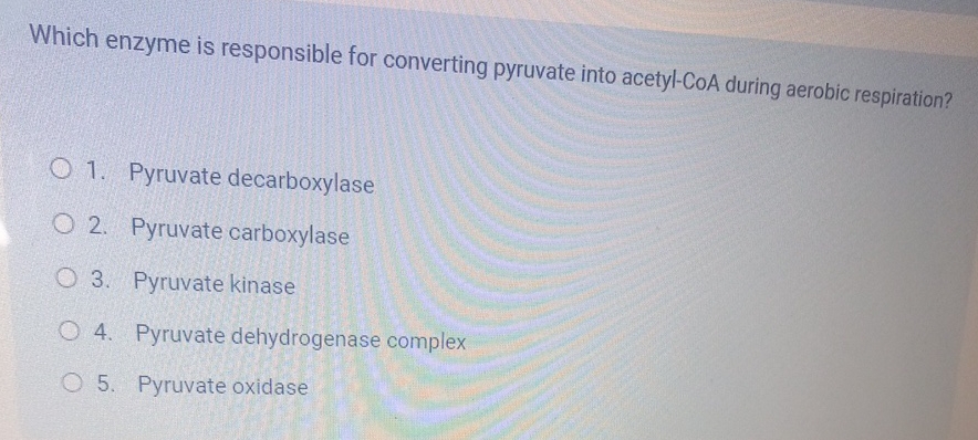 Solved Which enzyme is responsible for converting pyruvate | Chegg.com