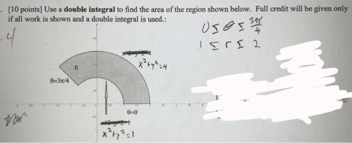 Solved - [10 points] Use a double integral to find the area | Chegg.com