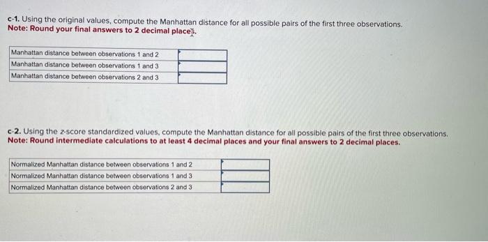 Solved a. Using the originai values, compute the Euclidean | Chegg.com