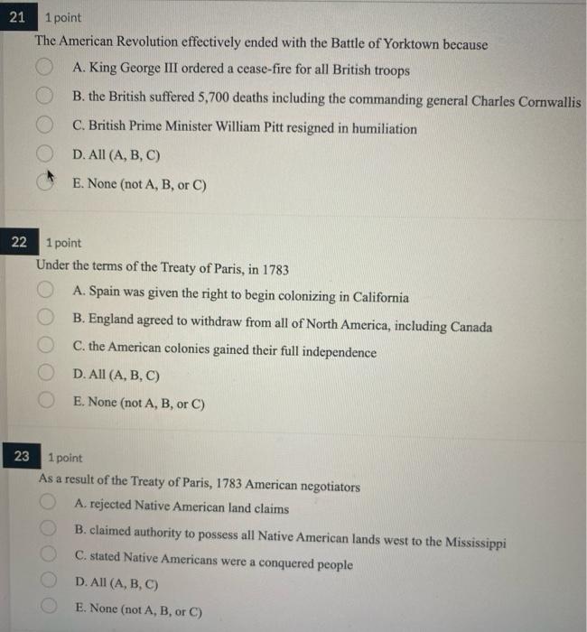 The American Revolution effectively ended with the | Chegg.com