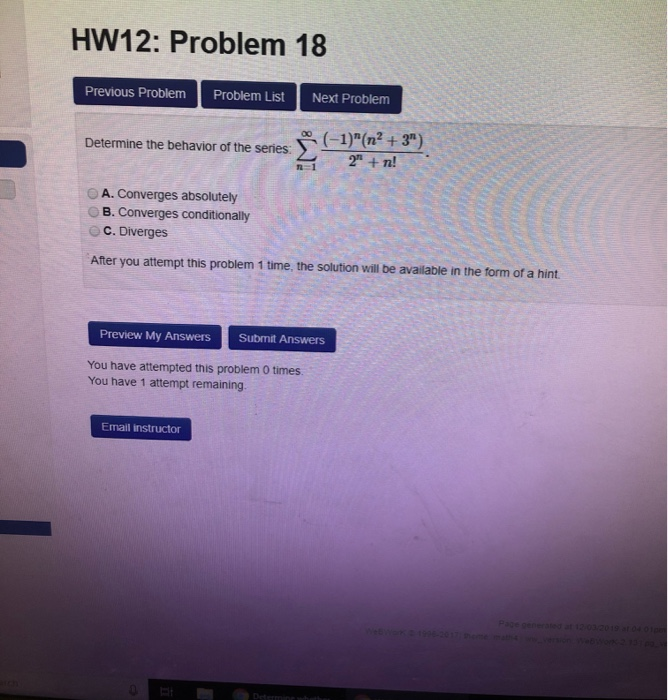 Solved HW12: Problem 18 Previous Problem Problem List Next | Chegg.com