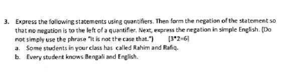 Solved 3. Express the following statements using | Chegg.com