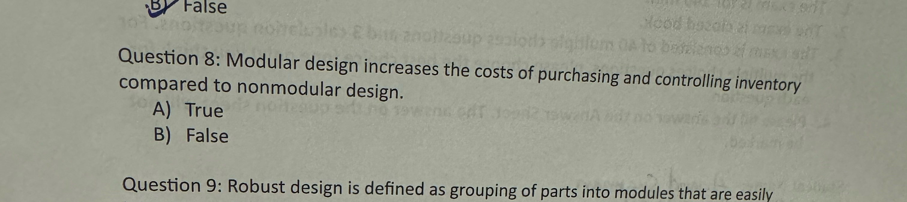 Solved Question 8: Modular design increases the costs of | Chegg.com