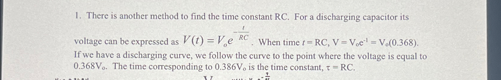 There is another method to find the time constant RC. | Chegg.com