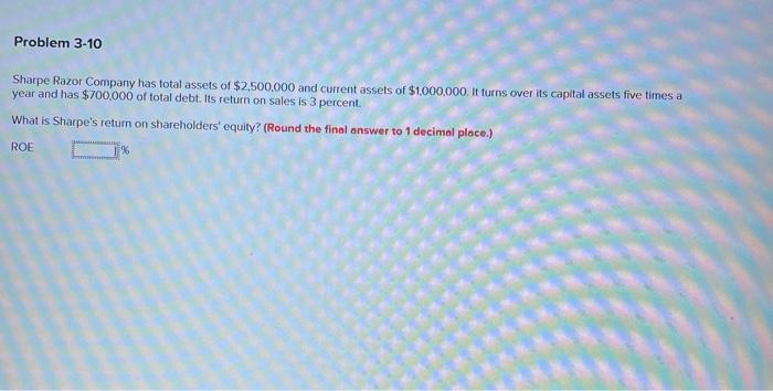 Solved Problem 3-10 Sharpe Razor Company has total assets of | Chegg.com