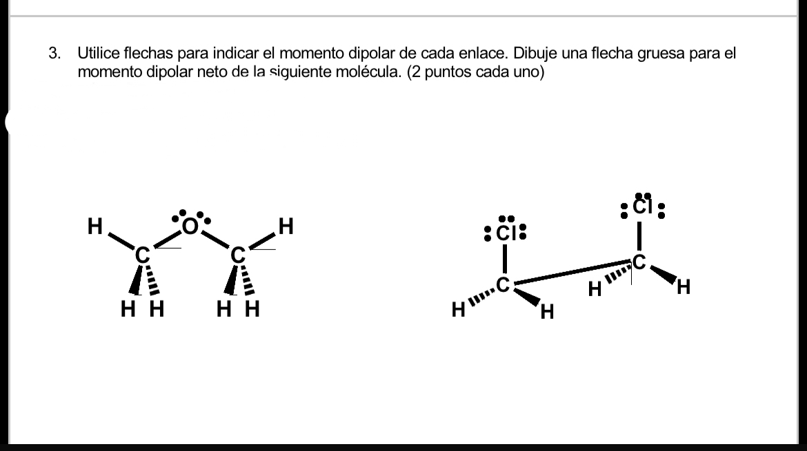 Solved Utilice flechas para indicar el momento dipolar de | Chegg.com