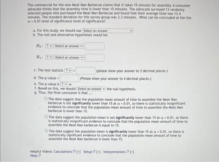 Solved The commercial for the new Meat Man barbecue claims | Chegg.com