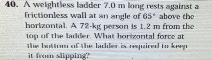 Solved 34. Three people carry an extension ladder of length | Chegg.com