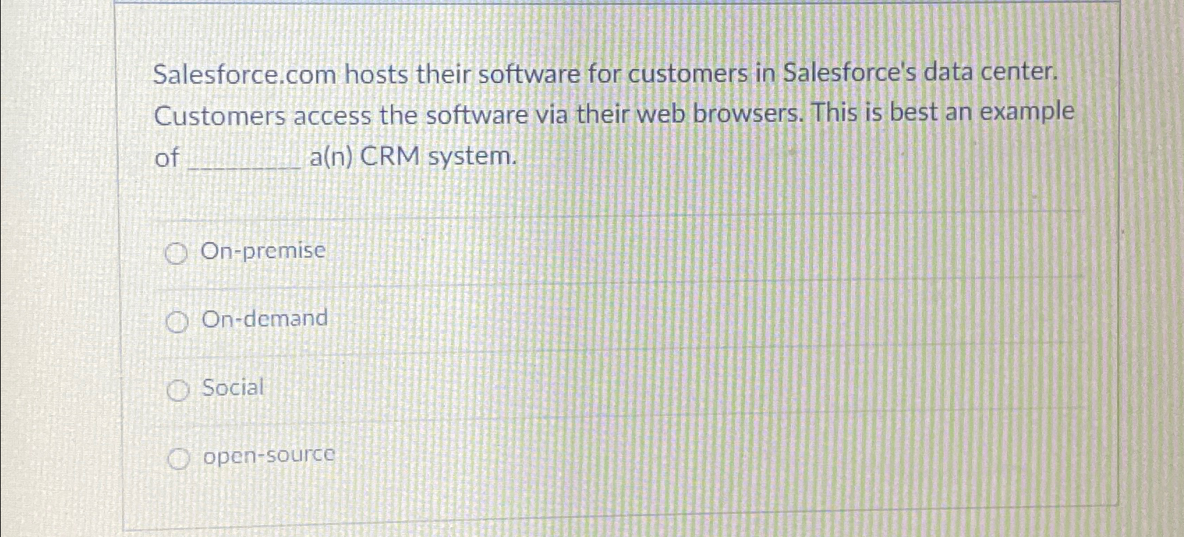 Solved Salesforce.com hosts their software for customers in | Chegg.com