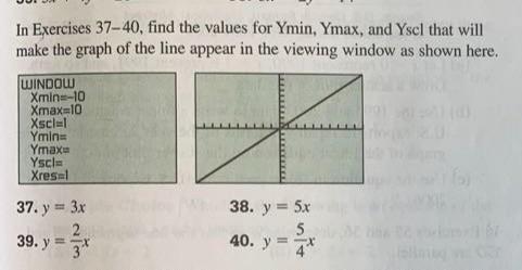 Solved In Exercises 37-40, find the values for Ymin, Ymax, | Chegg.com