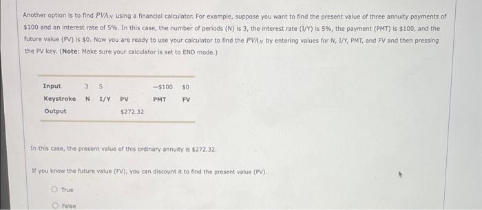 Another option is to find PVAN using a financial | Chegg.com