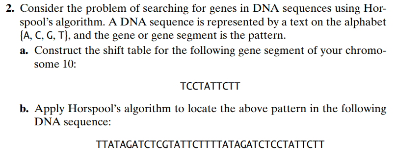 Solved Consider the problem of searching for genes in DNA | Chegg.com