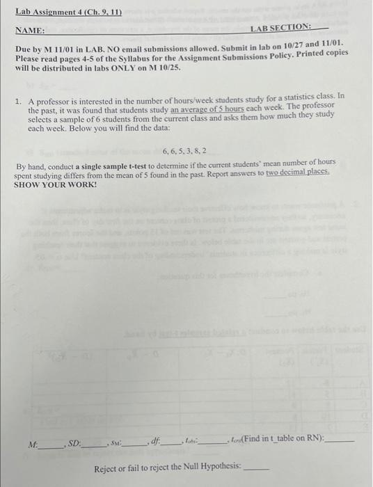 Solved Lab Assignment 4 (Ch. 9, 11) NAME: LAB SECTION: Due | Chegg.com