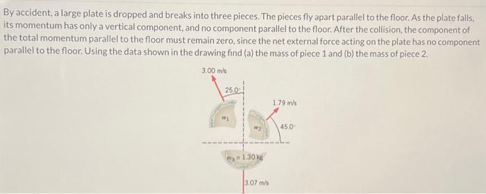 Solved By accident, a large plate is dropped and breaks into | Chegg.com