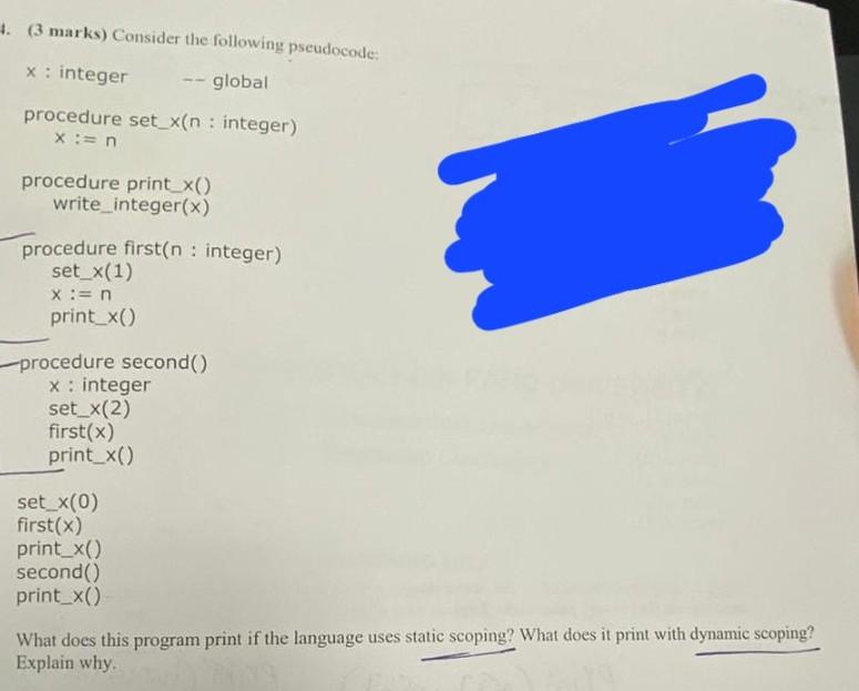 Solved What Is The Static Scope And What Is The Dynamic