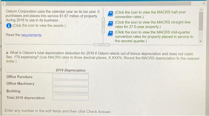 Solved Osborn Corporation uses the calendar year as its tax | Chegg.com