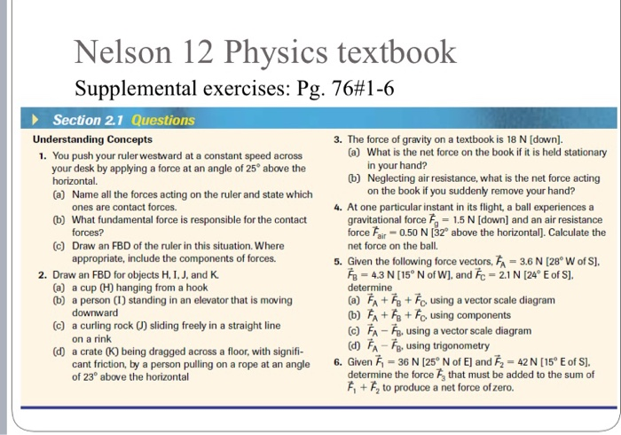 Solved Nelson 12 Physics textbook Supplemental exercises: | Chegg.com