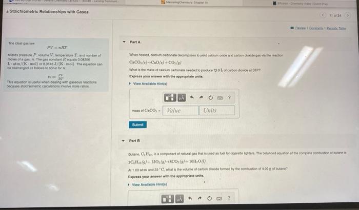 Solved Stoichiometric Relationships with Gases Part A The | Chegg.com