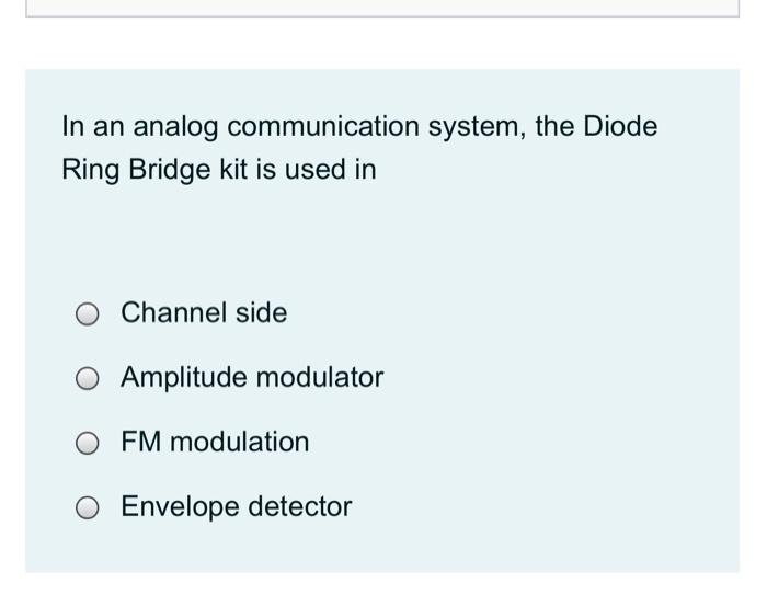 Solved In An Analog Communication System The Diode Ring