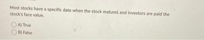 Solved Most stocks have a specific date when the stock | Chegg.com