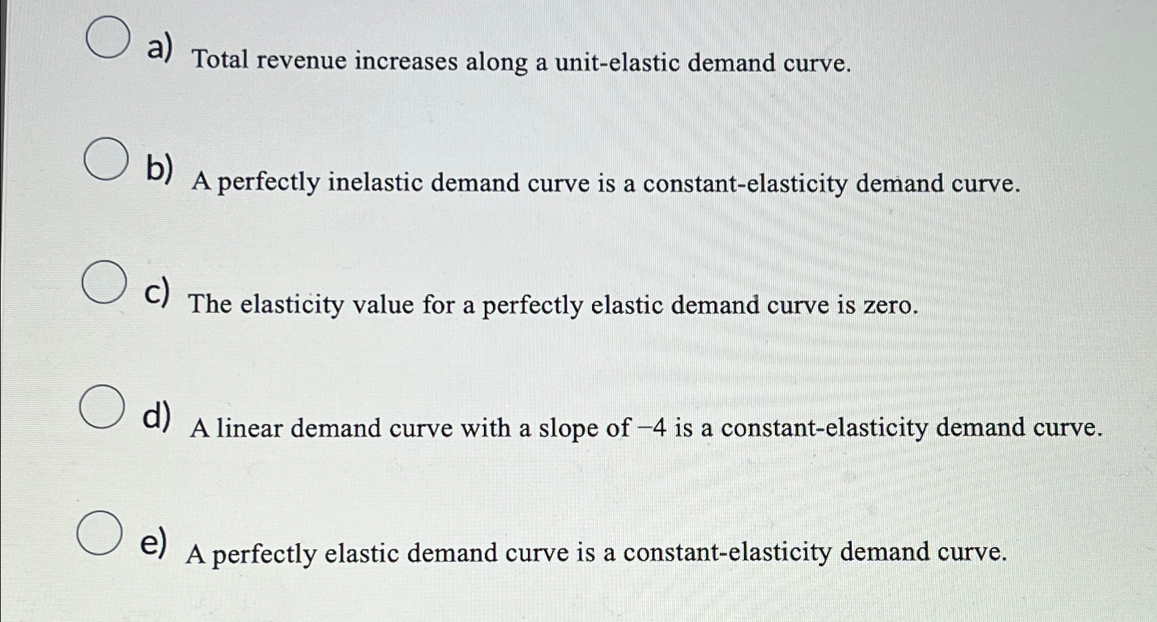 Solved a) ﻿Total revenue increases along a unit-elastic | Chegg.com