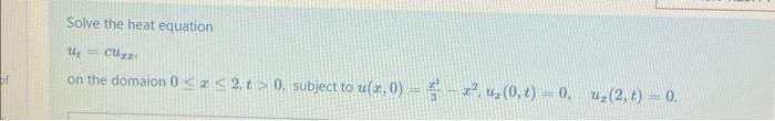 Solved Solve the heat equation ui=cux = on the domaion | Chegg.com