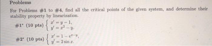 Solved For Problems \#1 to \#4, find all the critical points | Chegg.com