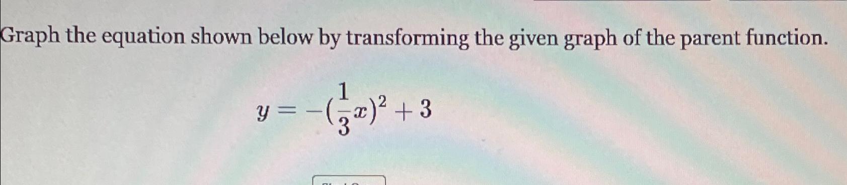 Solved Graph the equation shown below by transforming the | Chegg.com