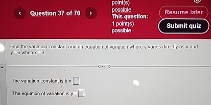 Solved Find the variation constant and an equation of | Chegg.com