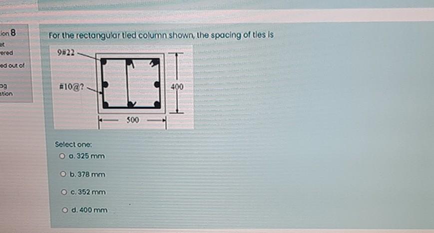 Solved clon 8 For the rectangular tied column shown the | Chegg.com