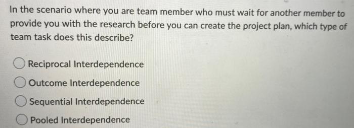 Solved In the scenario where you are team member who must | Chegg.com