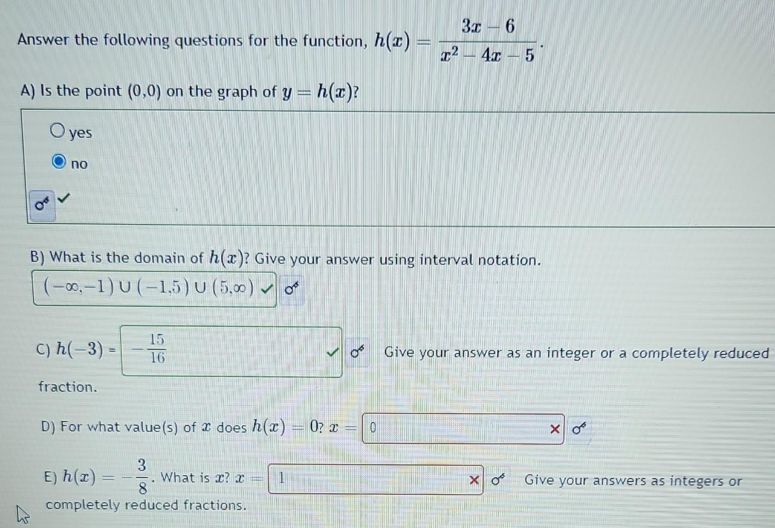 Solved Answer the following questions for the function, | Chegg.com