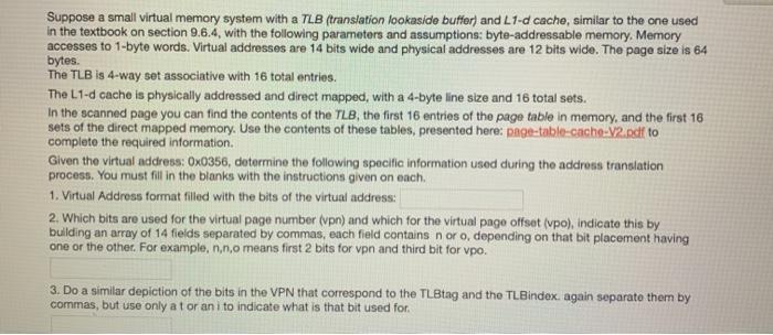 Solved Suppose a small virtual memory system with a TLB | Chegg.com