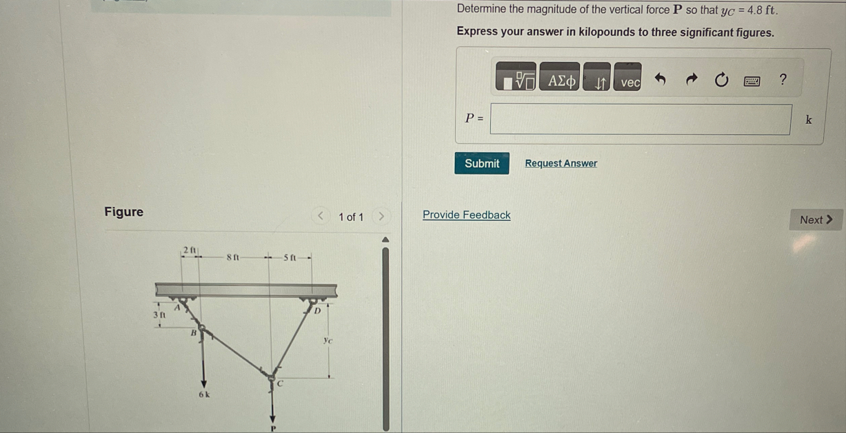 Solved Determine the magnitude of the vertical force P ﻿so | Chegg.com