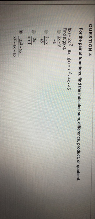 Solved QUESTION 4 For the pair of functions, find the | Chegg.com