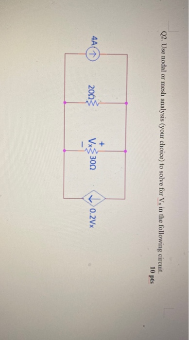 Solved Q2. Use nodal or mesh analysis (your choice) to solve | Chegg.com