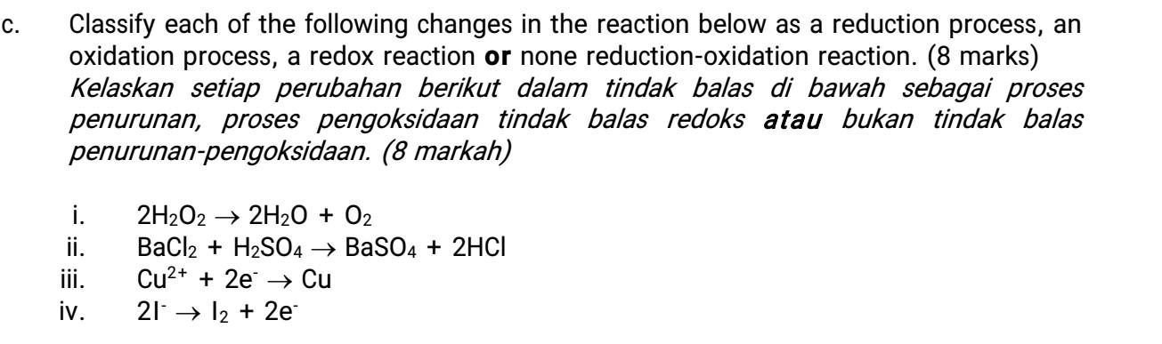 Solved C. Classify each of the following changes in the | Chegg.com