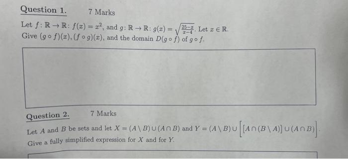 Solved Question 1. 7 Marks Let f:R→R:f(x)=x2, and | Chegg.com