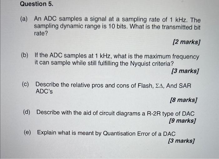 Solved (a) An ADC samples a signal at a sampling rate of | Chegg.com