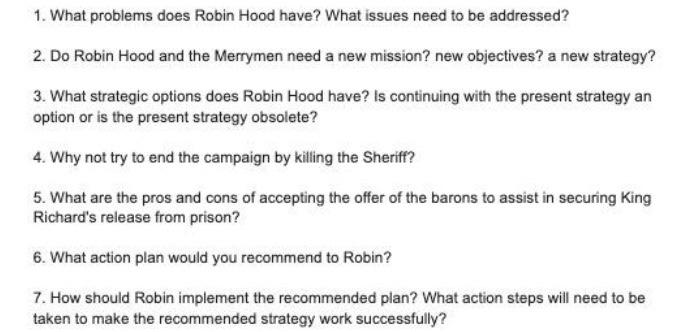 Solved 1. What problems does Robin Hood have? What issues | Chegg.com