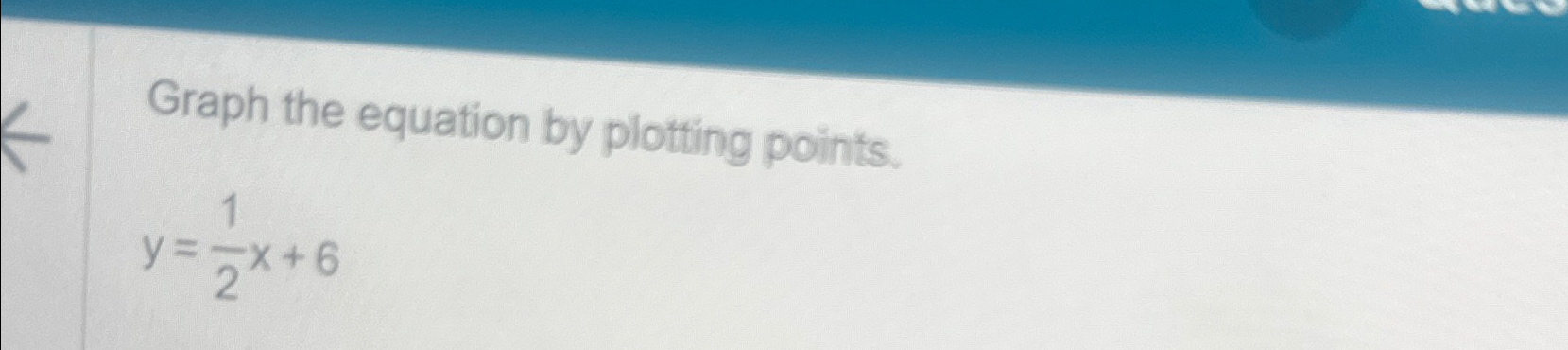 Solved Graph the equation by plotting points.y=12x+6 | Chegg.com