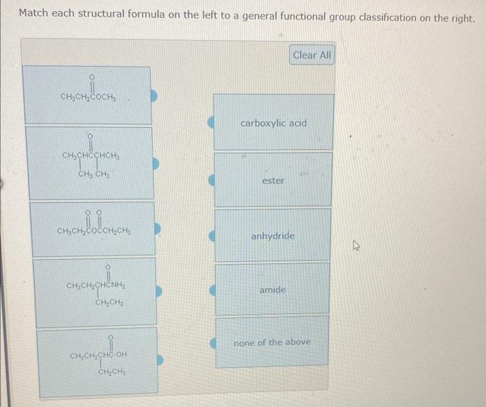 Solved Match each structural formula on the left to a | Chegg.com