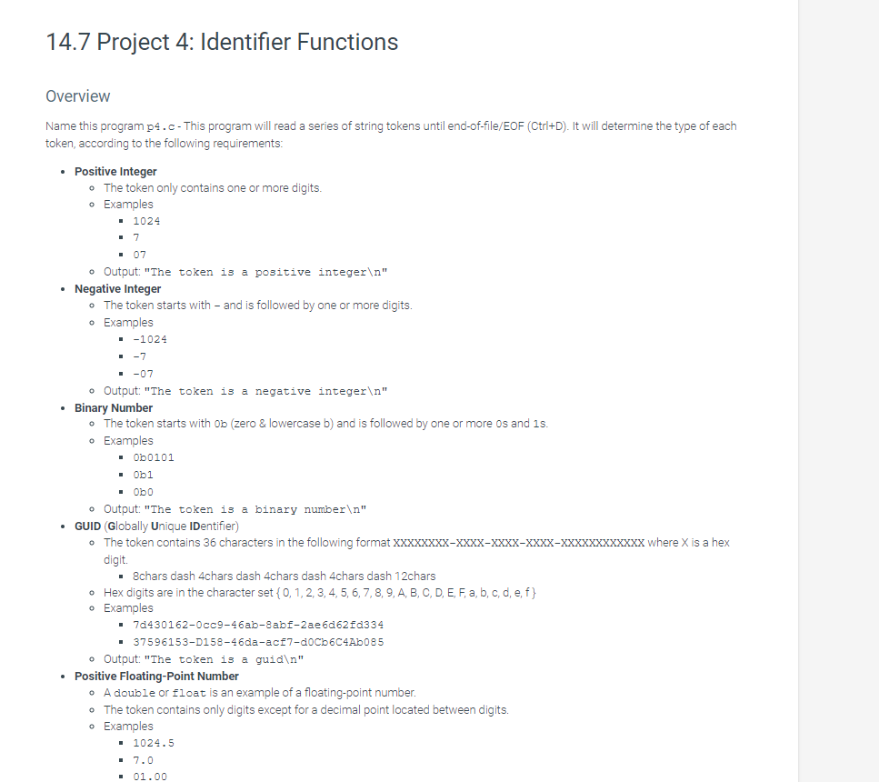 Solved 14.7 ﻿Project 4: Identifier FunctionsOverviewName | Chegg.com