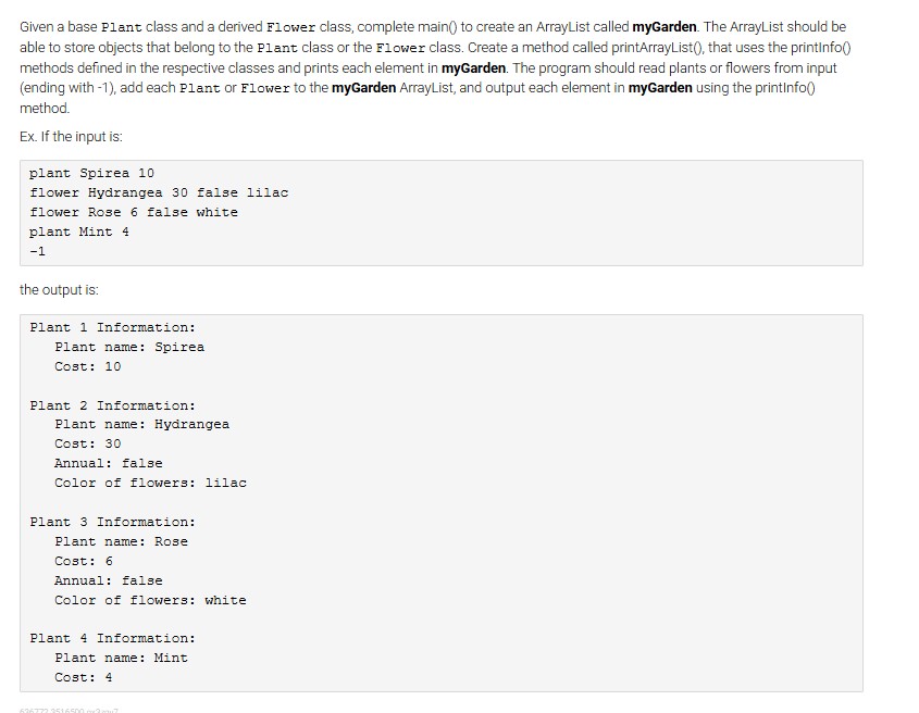 Solved Given a base Plant class and a derived Flower class, | Chegg.com