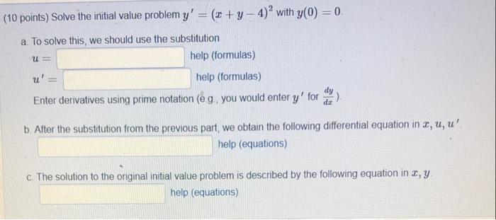 Solved 10 points) Solve the initial value problem | Chegg.com