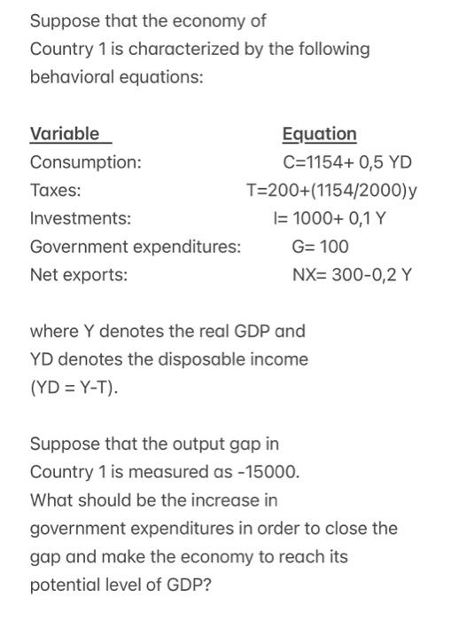 Solved Suppose that the economy of Country 1 is | Chegg.com