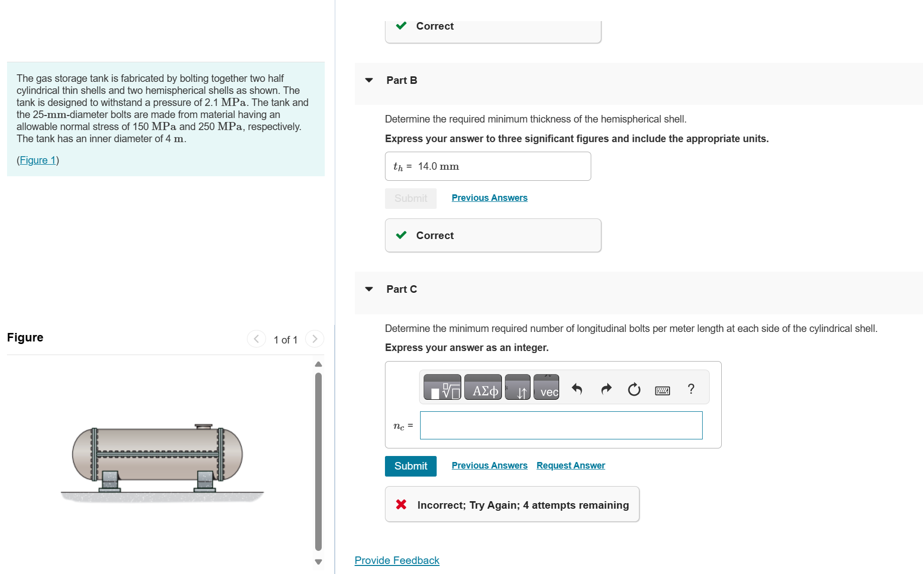 Solved The gas storage tank is fabricated by bolting | Chegg.com