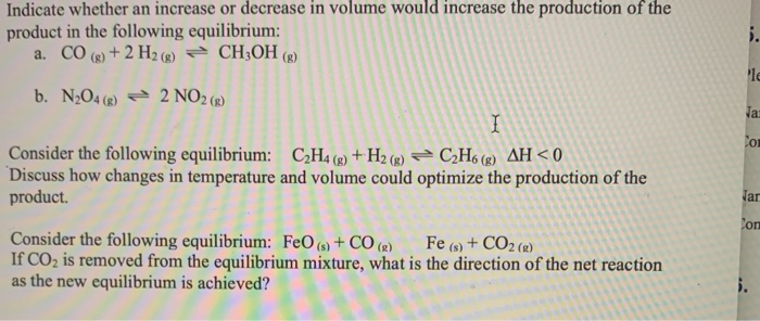 Solved Indicate whether an increase or decrease in volume | Chegg.com